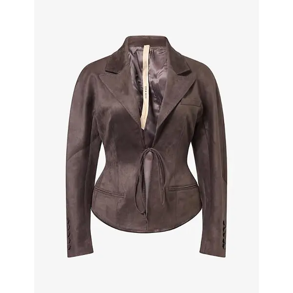 OUDE WAAG Structured Tie-up Faux-suede Jacket