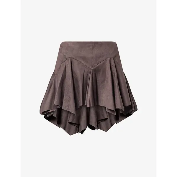 OUDE WAAG Asymmetric-hem Faux-suede Skort