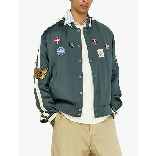 DIESEL® Embroidered-patches Satin Bomber Jacket