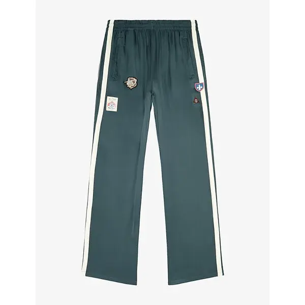 DIESEL® Embroidered-patches Satin Track Trousers