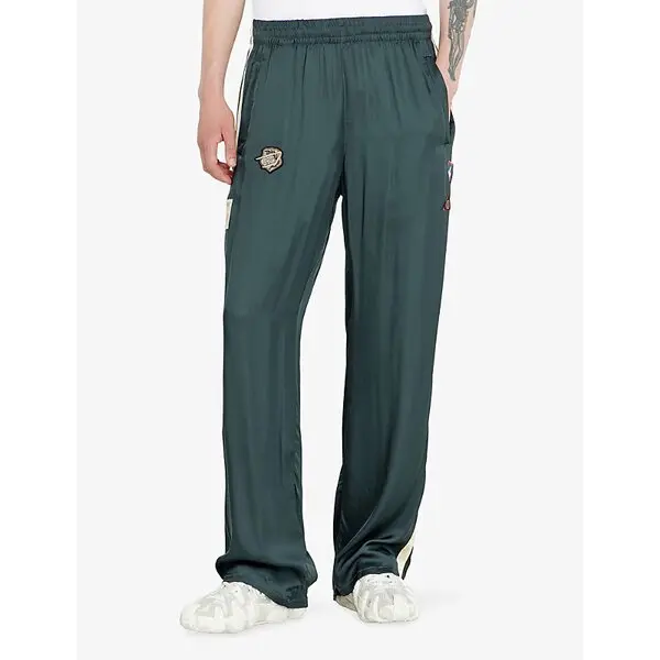 DIESEL® Embroidered-patches Satin Track Trousers