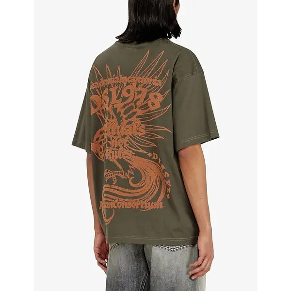 DIESEL® Flock Graphic-logo Print Cotton T-shirt - 98k