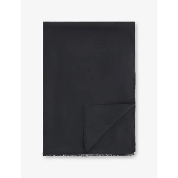 Boggi Milano Frayed-trim Wool And Silk Scarf
