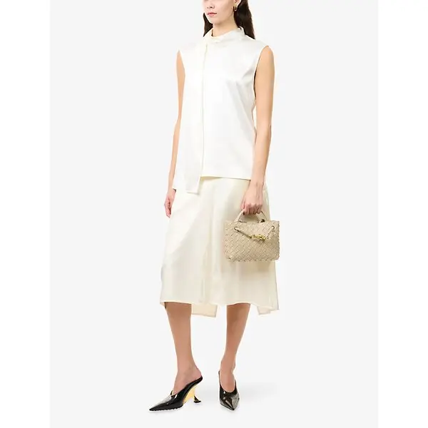 Bottega Veneta A-line Satin Midi Skirt
