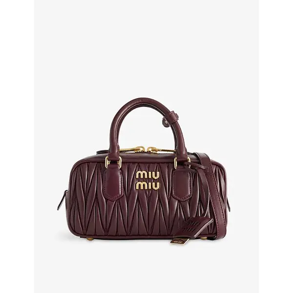 Miu Miu Arcadie Matelassé Leather Handbag - Bordeaux