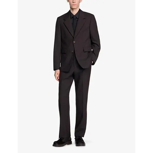 Sandro Collared Single-breasted Wool Suit Jacket