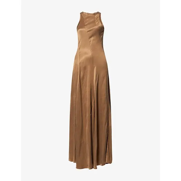 OUDE WAAG Bias-cut Racer-back Satin Maxi Dress