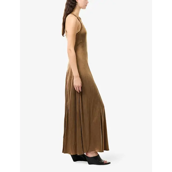 OUDE WAAG Bias-cut Racer-back Satin Maxi Dress
