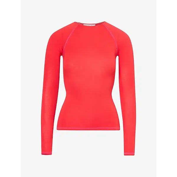 PEACHY DEN Susie Long-sleeve Stretch-woven Top