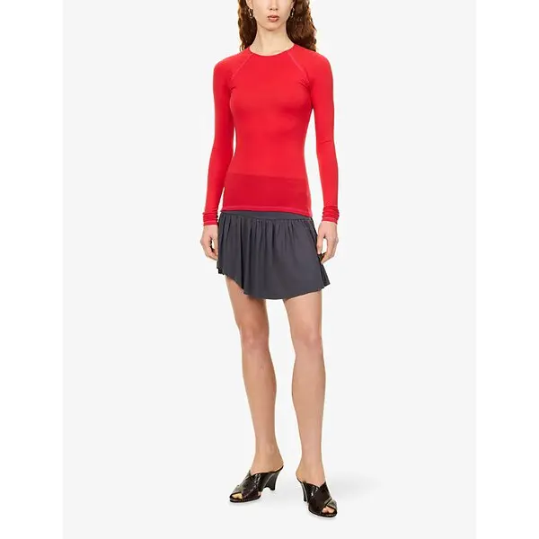 PEACHY DEN Susie Long-sleeve Stretch-woven Top