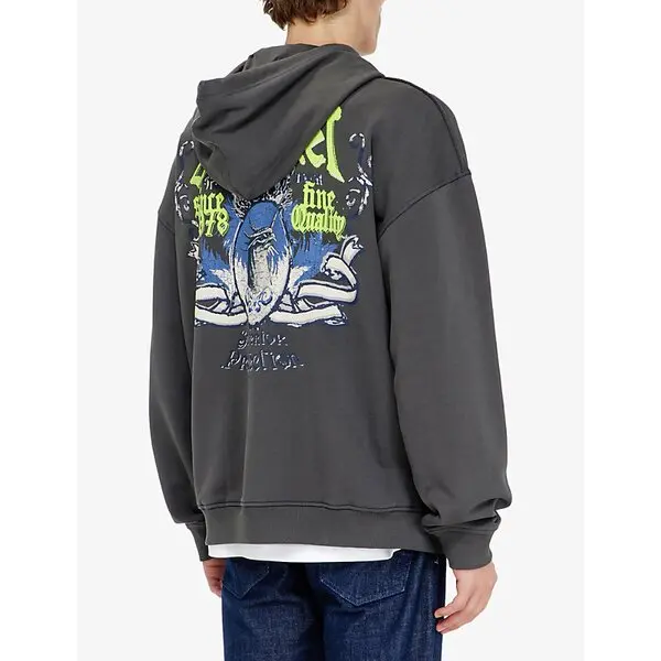 DIESEL® Flocked Graphic-print Cotton Hoody
