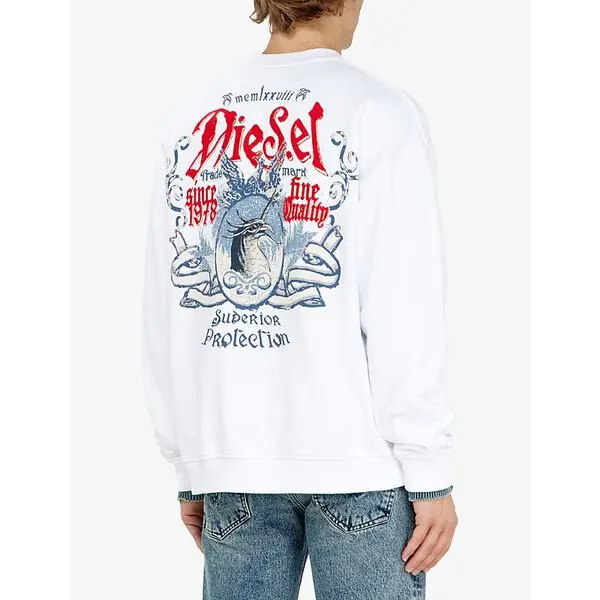 DIESEL® Flocked Graphic-print Cotton Jumper