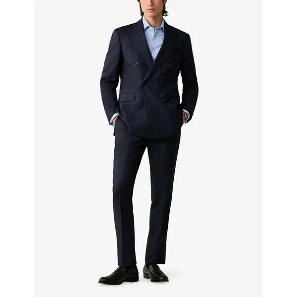 HACKETT  Windowpane Double-breasted Wool Blazer