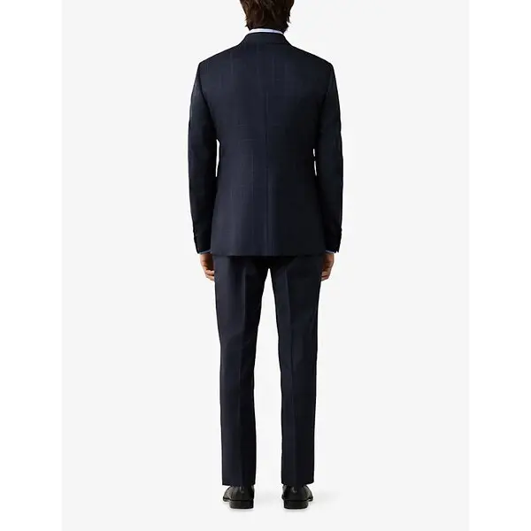 HACKETT  Windowpane Double-breasted Wool Blazer