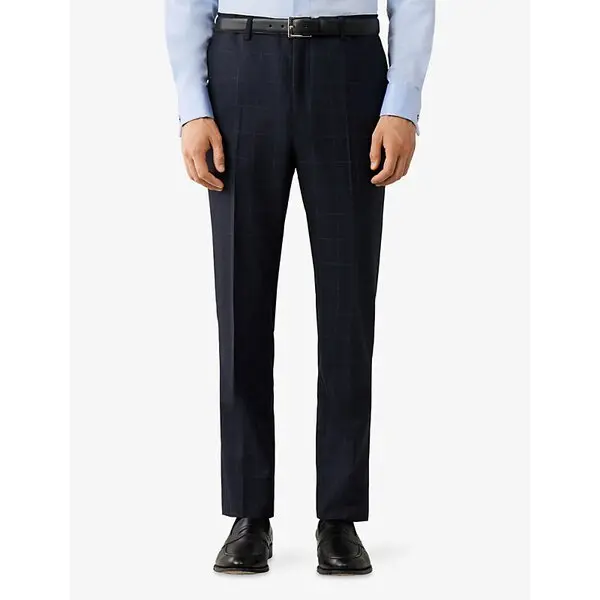 HACKETT  Windowpane Double-breasted Wool Blazer