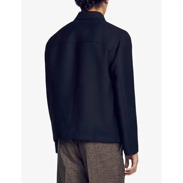 Sandro Collared Patch-pocket Wool-blend Jacket