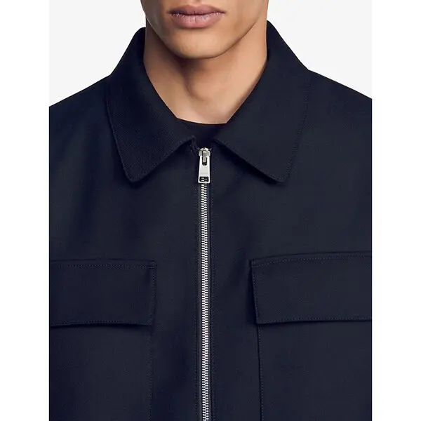 Sandro Collared Patch-pocket Wool-blend Jacket