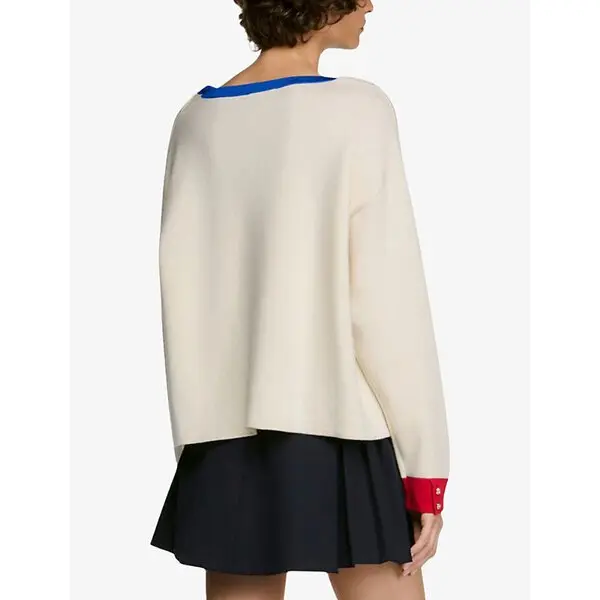 Sandro Round-neck Contrast-trim Wool-blend Jumper