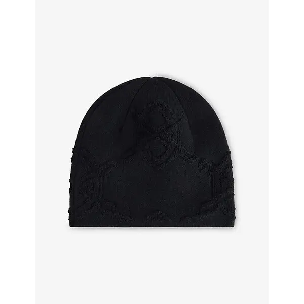 DAILY PAPER Textured Shield-intarsia Knitted Beanie - Black