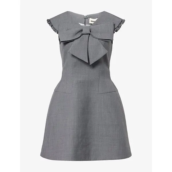 SHUSHU/TONG Bow-embellished Wool-blend Midi Dress