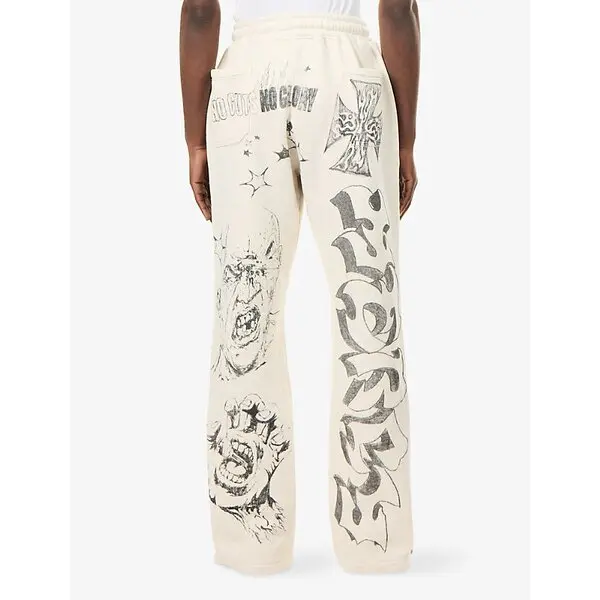 HELLSTAR Graffiti Mirror Straight-leg Cotton-jersey Jogging Bottoms