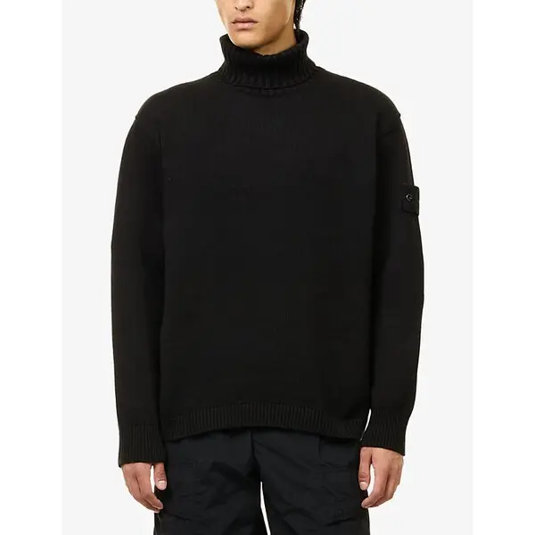 Stone Island Ghost Knitted Cotton-blend Roll-neck