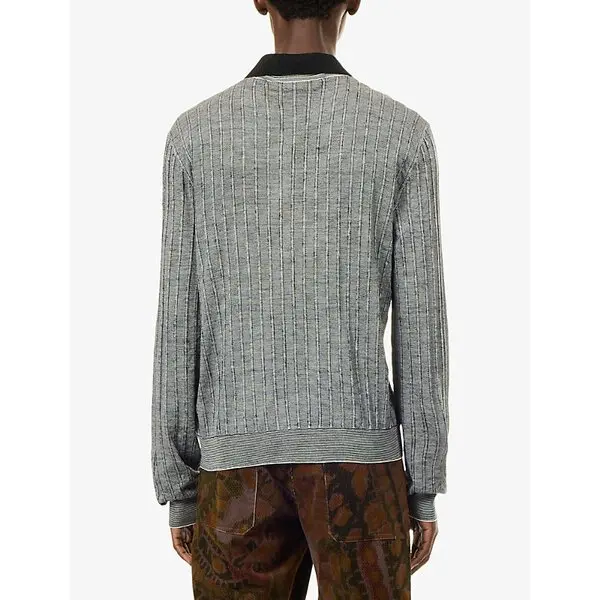 Marni Logo-embroidery Long-sleeve Wool Polo Knit