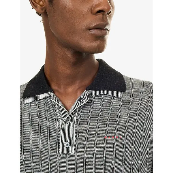 Marni Logo-embroidery Long-sleeve Wool Polo Knit