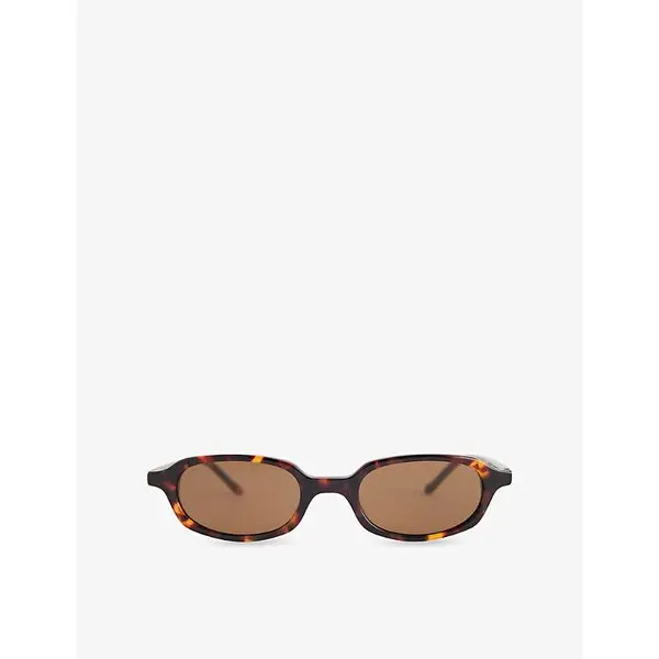KAREN WAZEN Carolyn Rectangular-shape Shell Acetate Sunglasses - Tortoise