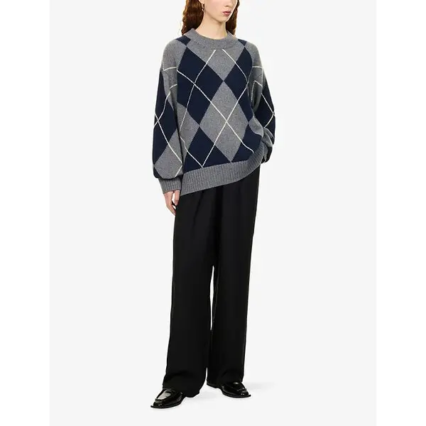 REFORMATION Cove Argyle Cashmere And Wool Jumper