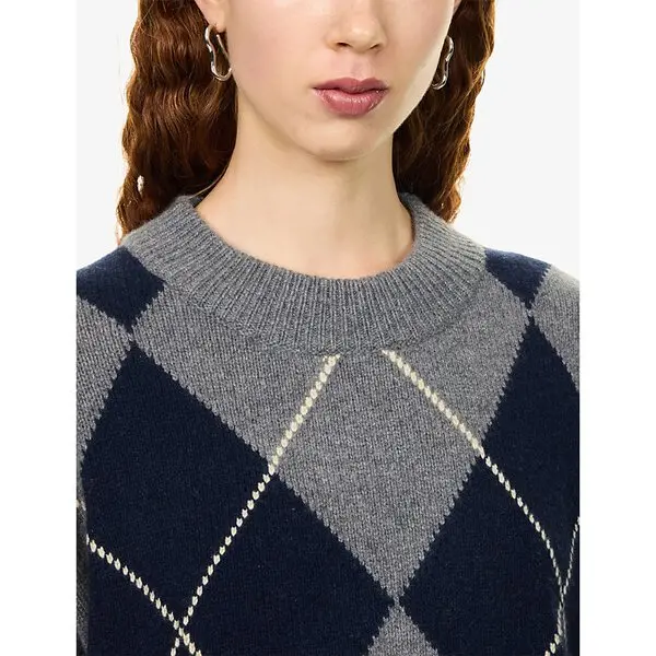 REFORMATION Cove Argyle Cashmere And Wool Jumper
