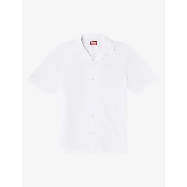 DIESEL® Embroidered-logo Short-sleeve Stretch-cotton Poplin Shirt