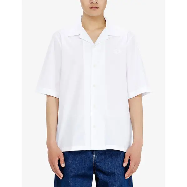 DIESEL® Embroidered-logo Short-sleeve Stretch-cotton Poplin Shirt