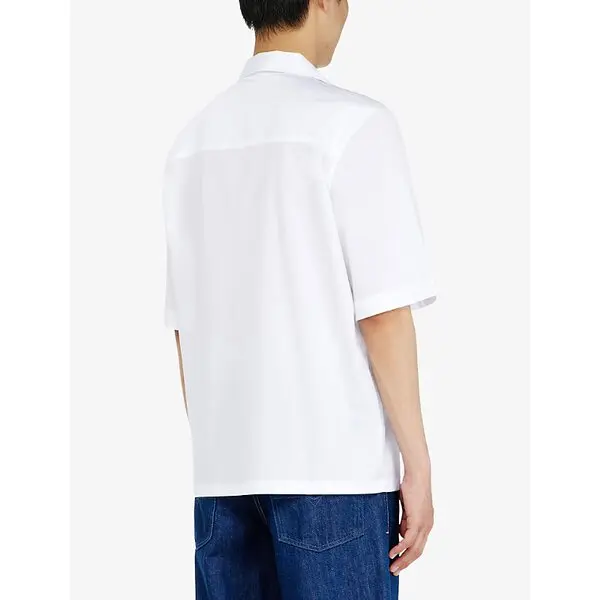 DIESEL® Embroidered-logo Short-sleeve Stretch-cotton Poplin Shirt