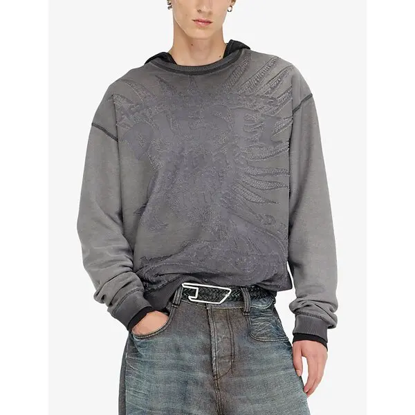 DIESEL® Dévoré-print Crewneck Woven Jumper