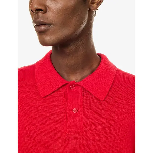 PALMES Long-sleeve Cotton Knit Polo Shirt