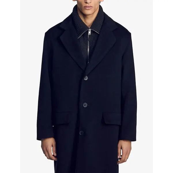 Sandro Long Button-down Wool And Cashmere Coat