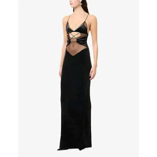 NENSI DOJAKA Cut-out Velvet Maxi Dress