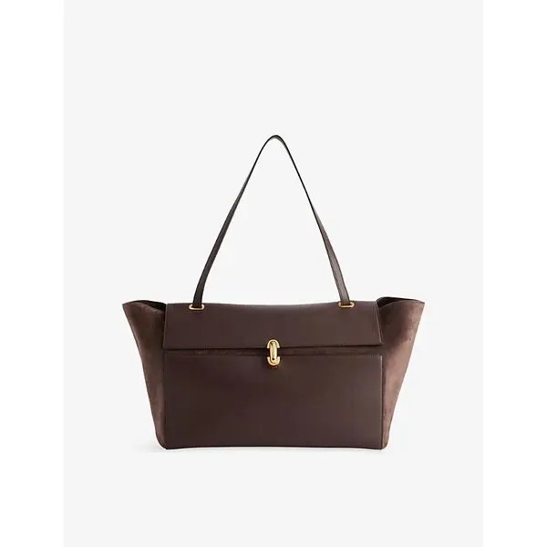 Savette Symmetry Trapeze Suede And Leather Shoulder Bag