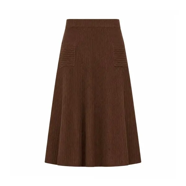 YUMI Knitted Midi Skirt With Pockets