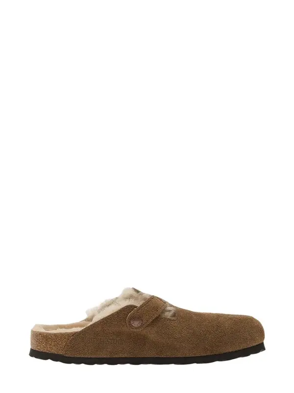 BIRKENSTOCK Camoscio Leather Slide Sandals - Grey