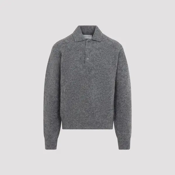 AMI Paris Alpaca Knit Polo Neck Sweater - Grey