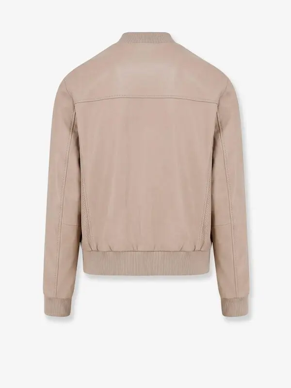BOSS Masic Leather Jacket With Stitching - Multicolor