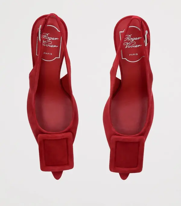 ROGER VIVIER Suede Viv' In The City Slingback Pumps 85 - Red