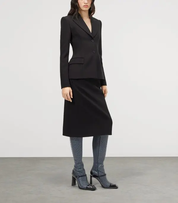Alexander McQueen Crepe Midi Pencil Skirt