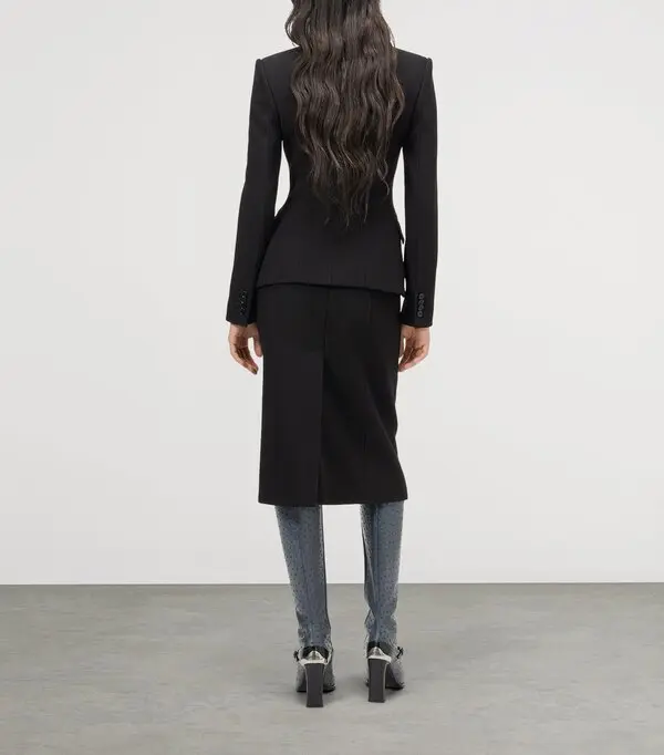 Alexander McQueen Crepe Midi Pencil Skirt