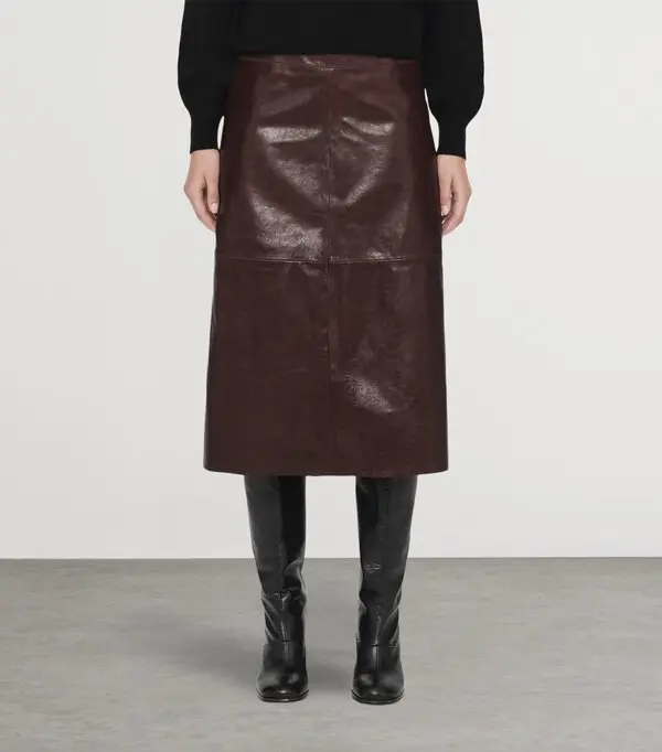 ALLSAINTS Leather Olivia Midi Skirt