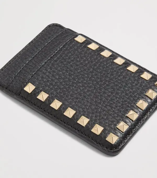 Valentino Garavani Leather Rockstud Magnetic Card Holder