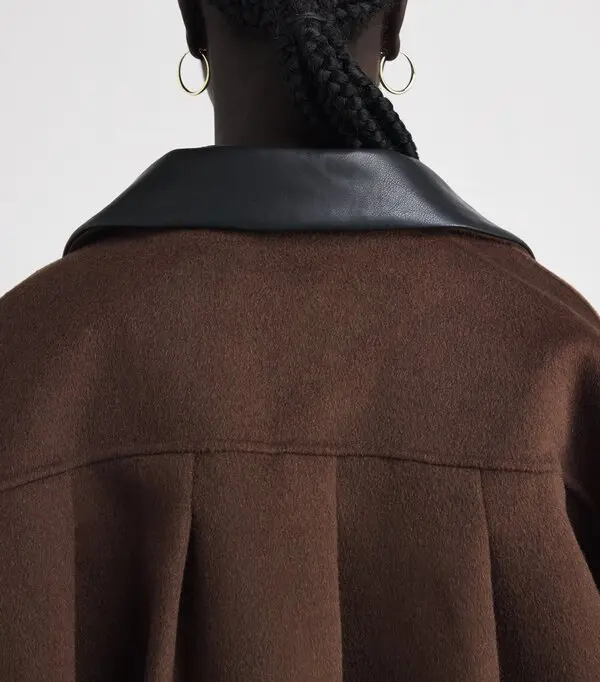 Maje Wool-blend Leather-collar Jacket