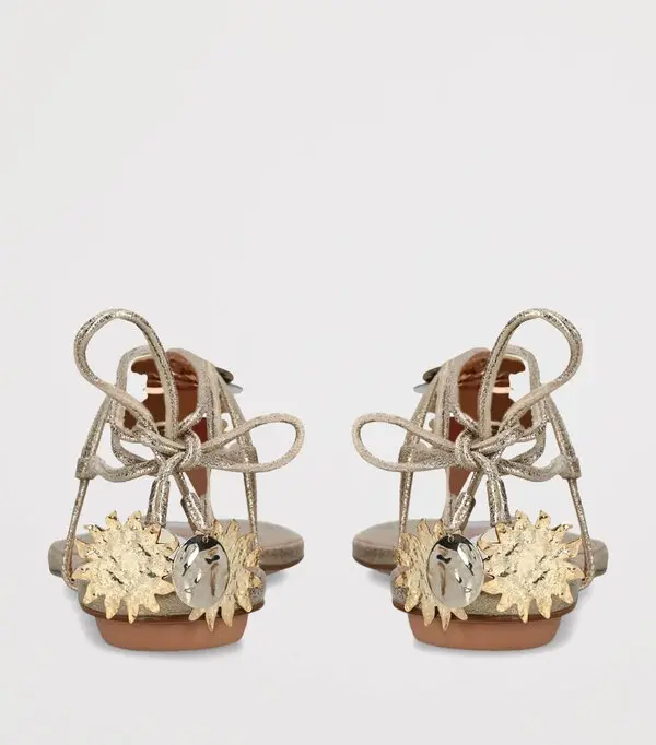 AQUAZZURA Leather Night Stars Flat Sandals